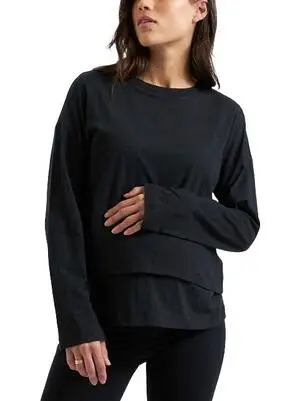 RIPE MATERNITY Long Sleeve Nursing Top - Black