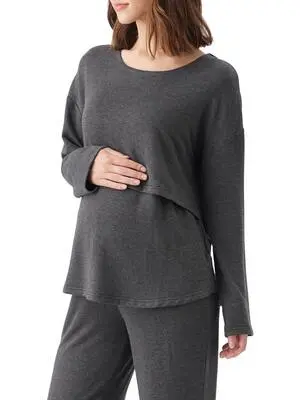 RIPE MATERNITY Nursing Top - Charcoal Marle