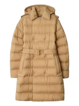 Burberry Mid-length Nylon Hooded Puffer Coat - Beige Beige
