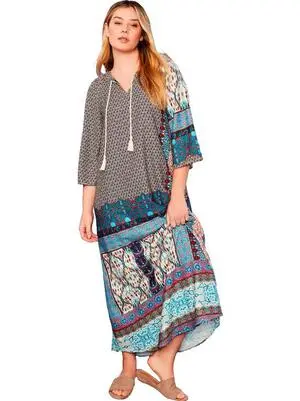 JUNE + VIE Boho Maxi Dress - Multi Boho Patchwork