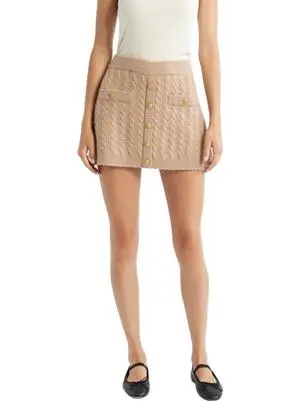 LoveShackFancy Berritt Cashmere And Wool Miniskirt - Camel Melange