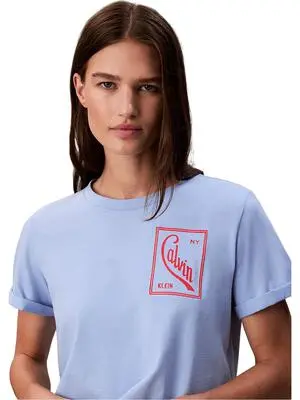 Calvin Klein Script Logo Boxy T-shirt - Moderate Blue
