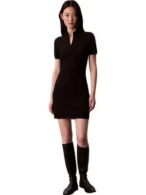 Calvin Klein Tech Knit Mini Sweater Dress - Black