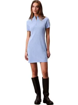 Calvin Klein Tech Knit Mini Sweater Dress - Frozen Fjord