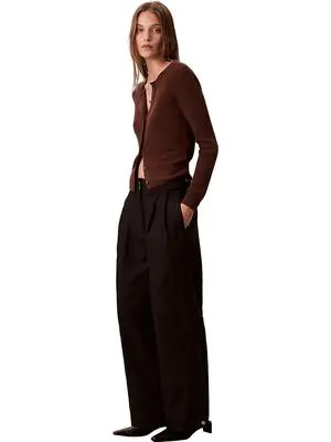 Calvin Klein Adjustable Wide Leg Chino Pants - Black