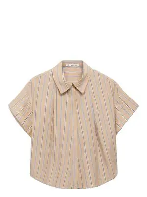 MANGO Stripe Poplin Button-Up Shirt