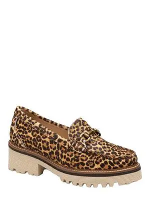 Johnston & Murphy Emmalynn Lug Sole Bit Loafer - Leopard Calf Hair