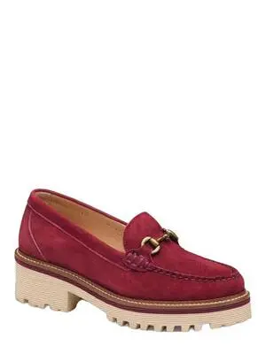 Johnston & Murphy Emmalynn Lug Sole Bit Loafer - Red Suede