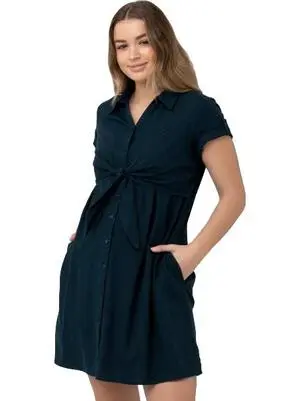 RIPE MATERNITY Colette Tie Up Linen Dress - Biro