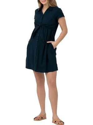 RIPE MATERNITY Colette Tie Up Linen Dress - Biro