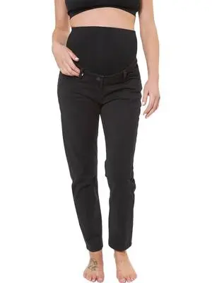 RIPE MATERNITY Hunter Over Bump Crop Jean - Black