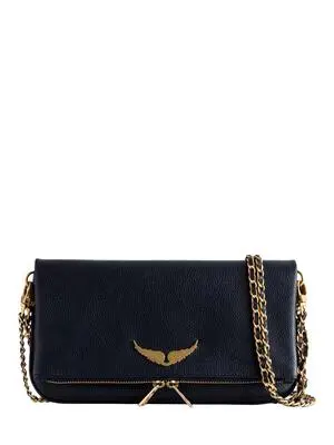 Zadig&Voltaire Grained Leather Crossbody Bag Ink Gold