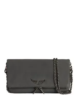 Zadig&Voltaire Grained Leather Crossbody Bag Road Silver