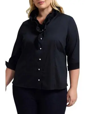 Foxcroft Edith Ruffle Shirt - Black