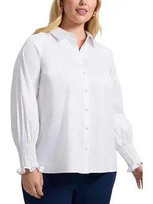 Foxcroft Avril Matte Sateen Button-up Shirt - White