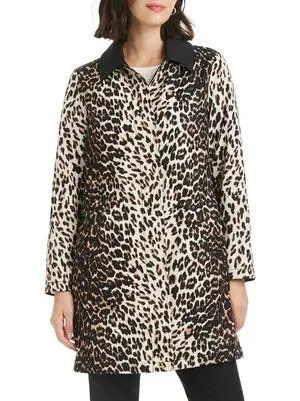 Kate Spade New York Water Resistant Leopard Print A-line Raincoat - Downtown Leopard