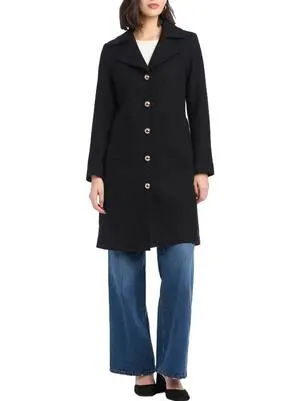 Kate Spade New York Single Breasted Notch Lapel Coat - Black