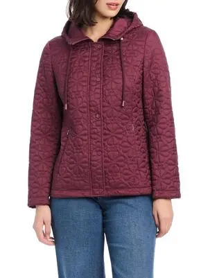 Kate Spade New York Water Resistant Hooded Floral Quilted Jacket - Blackberrys