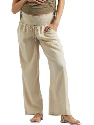 RIPE MATERNITY Wide Leg Linen Pants - Natural