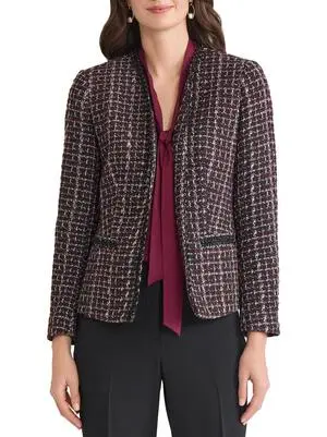 KASPER Collarless Tweed Kiss-lock Jacket - Shiraz Multi
