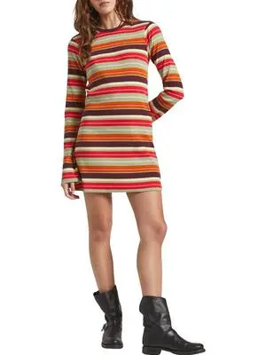 Brixton Dolly Long Sleeve Stretch Cotton Knit Dress - Multi Stripe
