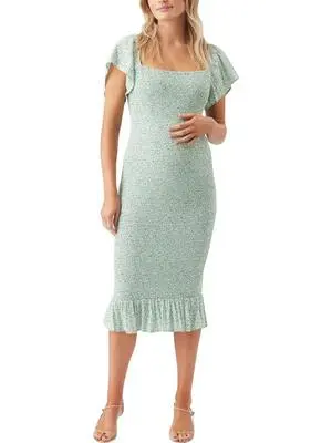 RIPE MATERNITY Shirred Dress - Pistachio