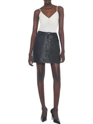 AS By DF Ryder Upcycled Mini Leather Skirt - Black