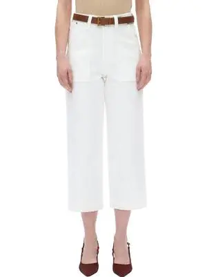 BAYEAS High-waist Utility Crop Jeans - White