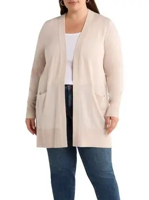 Caslon Everyday Open Front Cardigan - Beige Oatmeal Light Heather