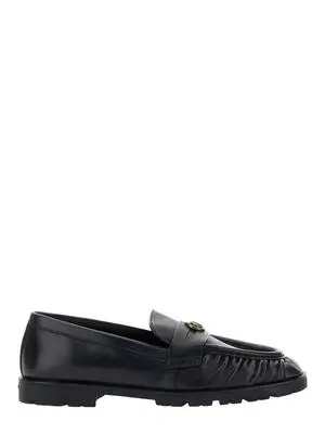 Pinko Nora Pleated Logo Loafers - Black