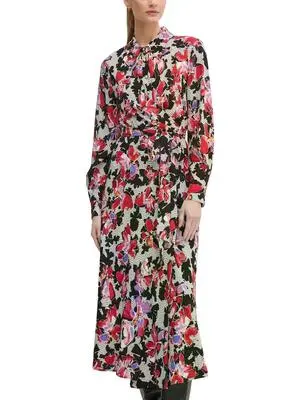 Diane Von Furstenberg Floral-print Belted Midi Dress - Black