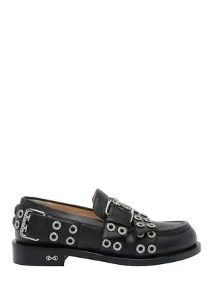 Mach & Mach 30mm Buckle-detail Eyelet Loafers - Black