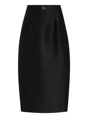 Dolce & Gabbana Logo-plaque Pencil Midi Skirt - Black