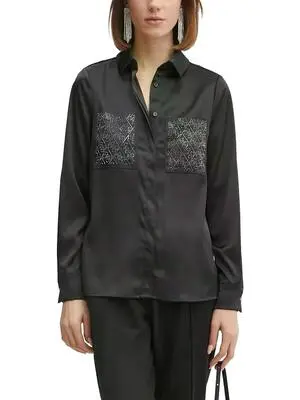 Guess Embellished-pocket Shirt - Black
