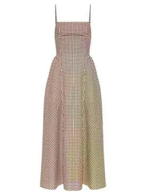 Posse Gingham Check Maxi Dress - Neutrals