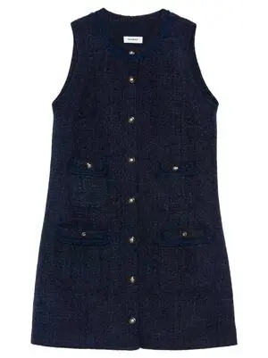 SANDRO Tweed Mini Dress With Flap Pockets