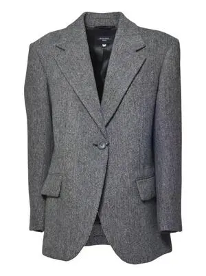 Max Mara Herringbone Blazer - Grey