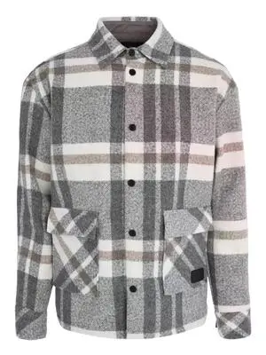 GAELLE Plaid Long-sleeve Shirt - Grey