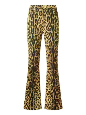 Roberto Cavalli Jaguar-print Flared Jeans - Brown
