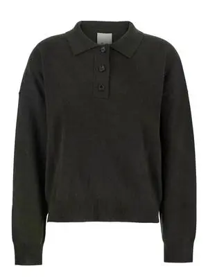 ALLUDE Point-collar Wool Polo Top - Green