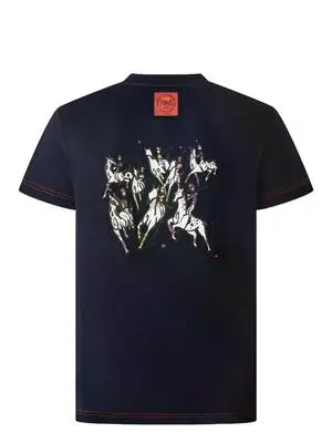 Shanghai Tang Equestrian-print Cotton T-shirt - Blue