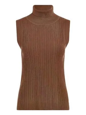 Varley Ribbed Turtleneck Tank Top Brown