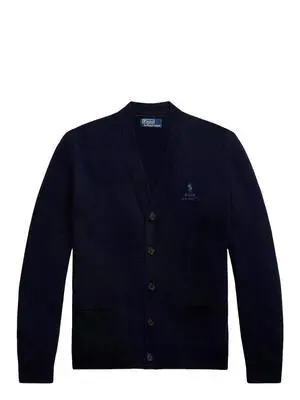 Ralph Lauren Logo-embroidered Wool Cardigan - Blue