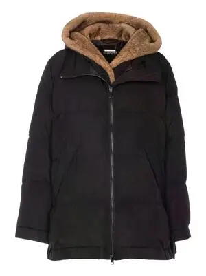 LOU ANDREA Hooded Zip-front Parka Coat - Black