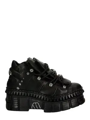 NEW ROCK Lace-up Platform Sneakers - Black