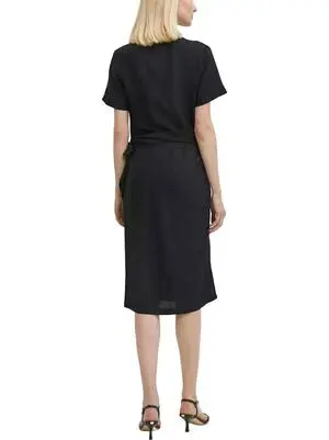 Sisley Wrap Midi Dress - Black
