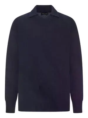ROBERTO COLLINA Polo-neck Wool Sweater - Blue