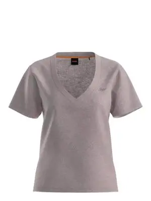 BOSS V-neck Linen T-shirt - Pink