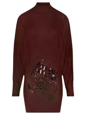 JEAN PAUL GAULTIER Sequin-embellished High-neck Dress - Red
