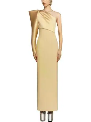 Solace London Tally Satin-sleeve Maxi Dress - Neutrals